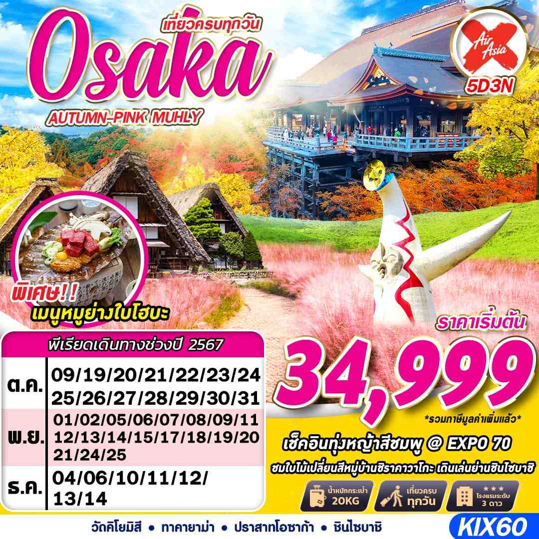 KIX60 XJ DMK OSAKA AUTUMN-PINK MUHLY (เที่ยวเต็ม) OCT-DEC 5D3N - LTHS242862